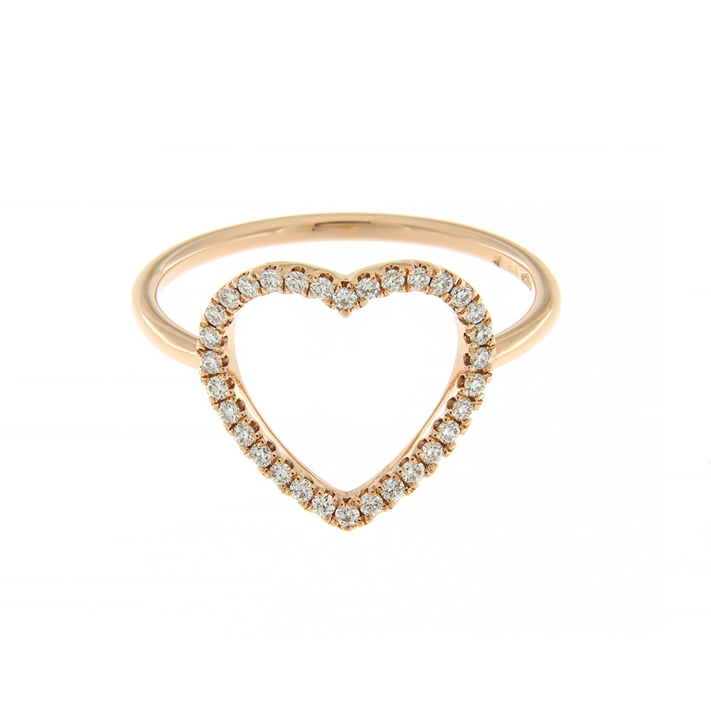 Anello Cuore Fabio Ferro Forato in Oro Rosa e Diamanti FF1297-p