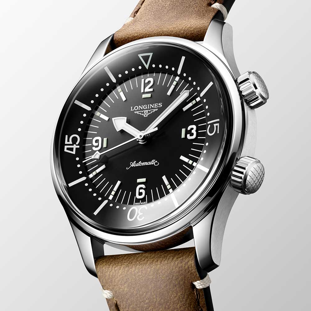 Longines Legend Diver Black Leather Automatic 39mm Watch - Fabio Ferro ...