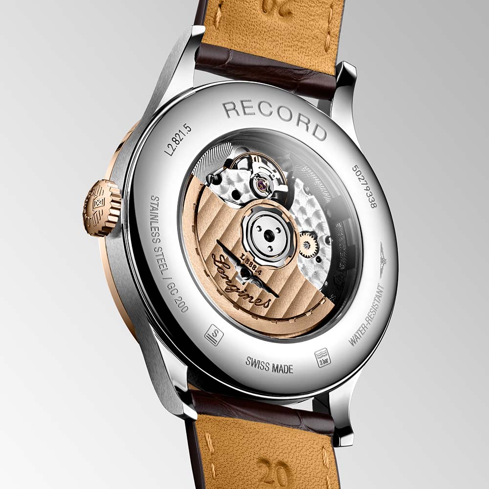 Longines Record Automatic Leather Watch Brown 40 mm L2.821.5.72.2