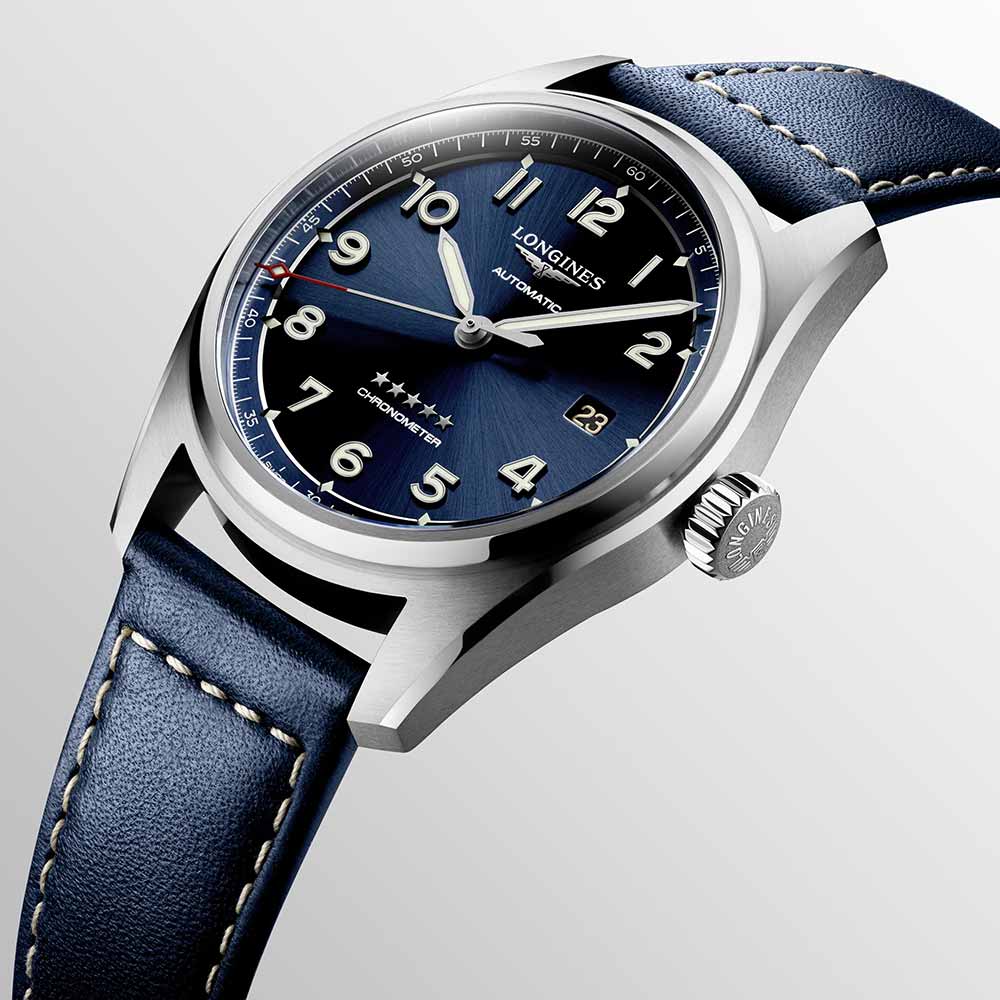 Longines Spirit Automatic Blue Leather 40mm Watch L3.810.4.93.0