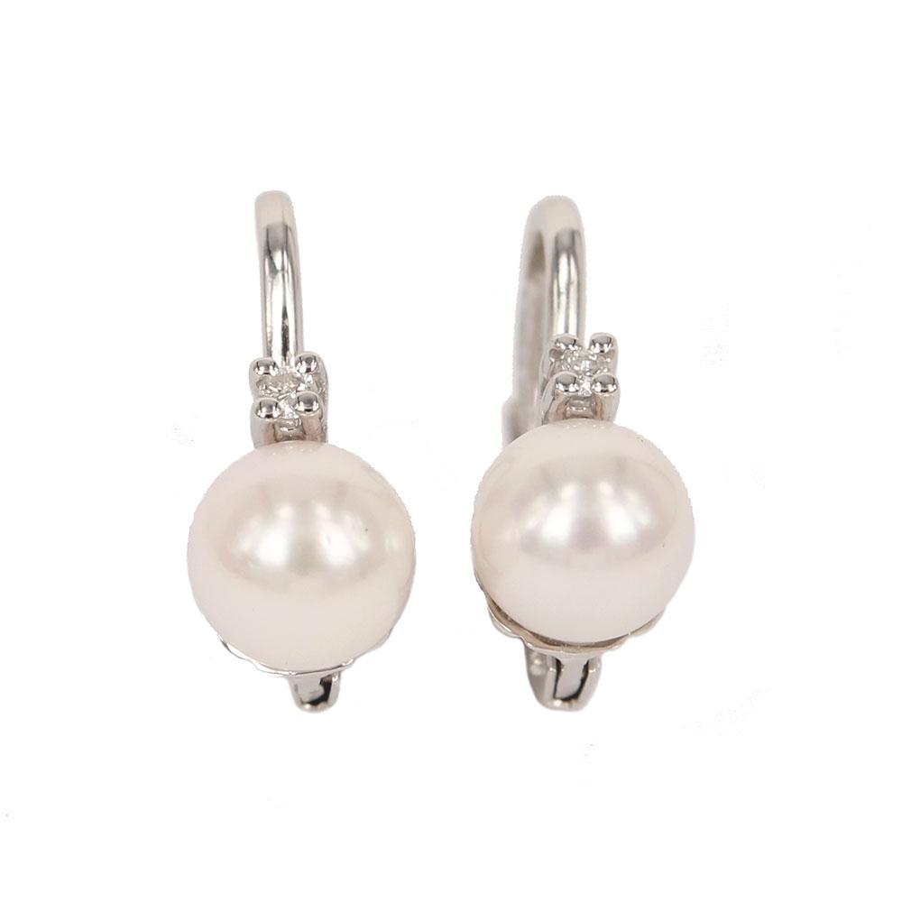 Orecchini Donna In Oro Bianco a Monachella Con Perle